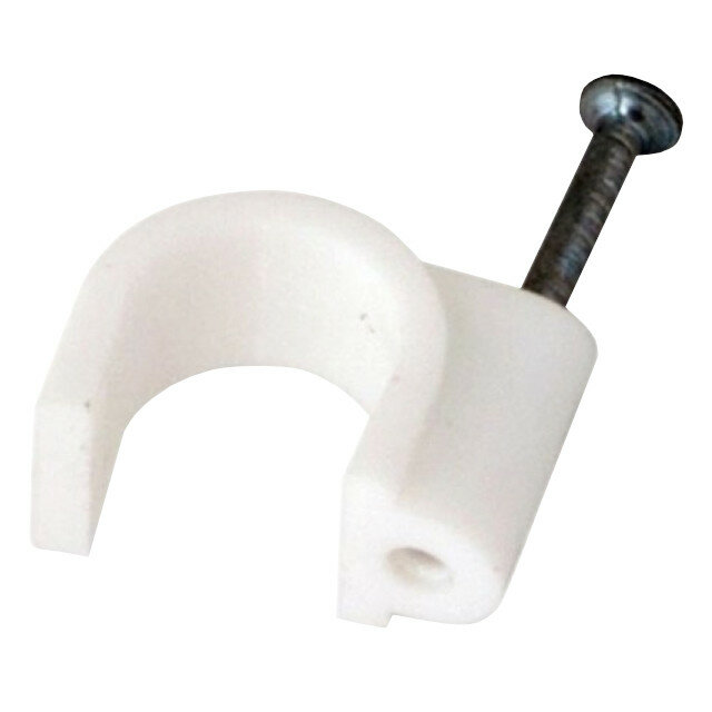 Скоба для крепления кабеля круглая 7мм 20 штук белая