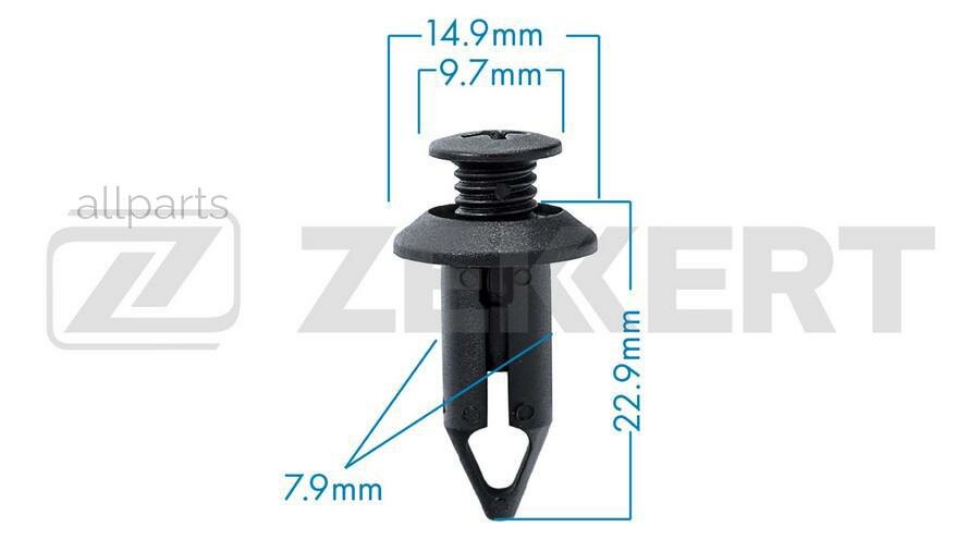 ZEKKERT BE-1001 Клипса крепёжная черная General Motors (миним. кол-во заказа 10 шт.)
