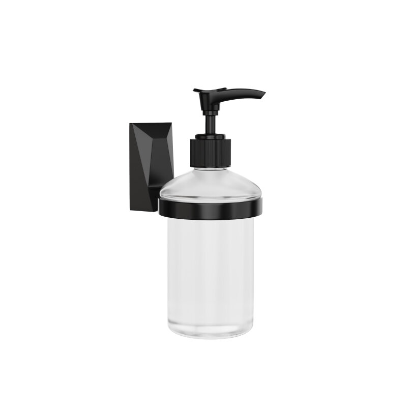 Дозатор для мыла Kleber "ICE", черный, нержавеющая сталь/стекло, 200 мл