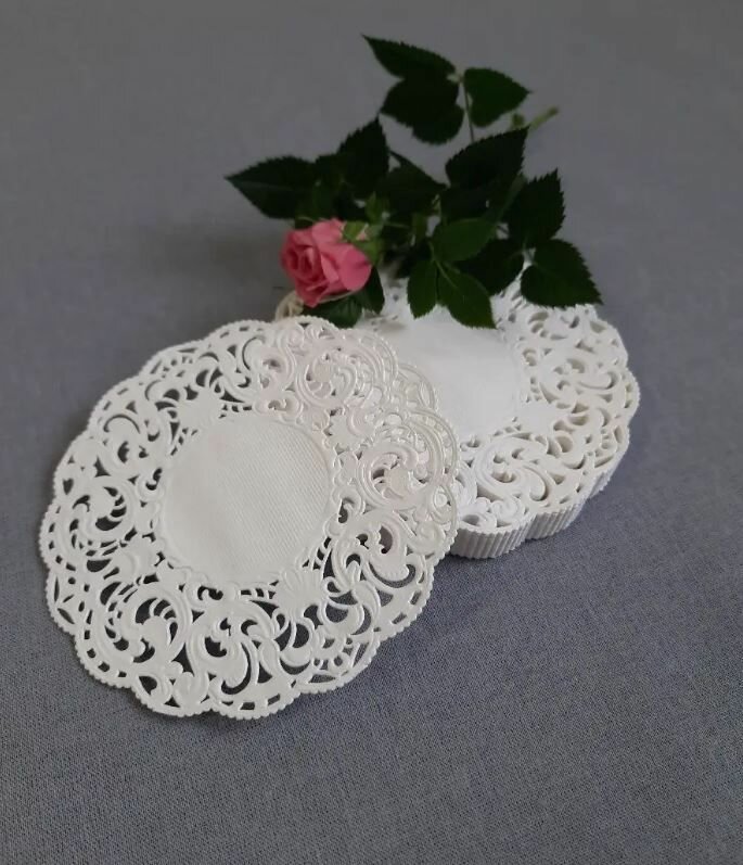 Салфетки ажурные круглые d-10см уп/250шт белые / салфетки для сервировки стола