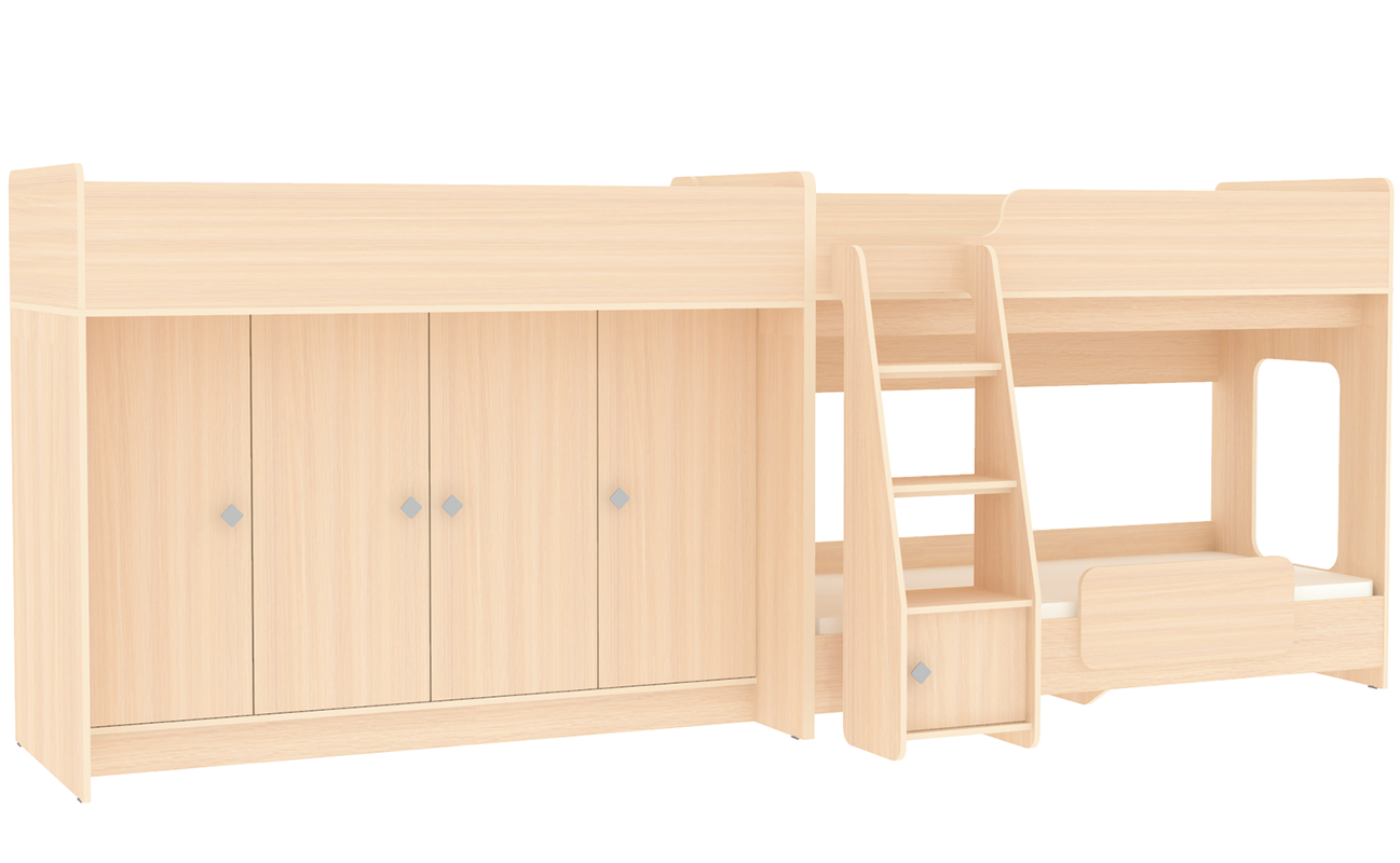 Трехъярусная кровать Л 43.5.3 Дуб молочный - Дую молочный
