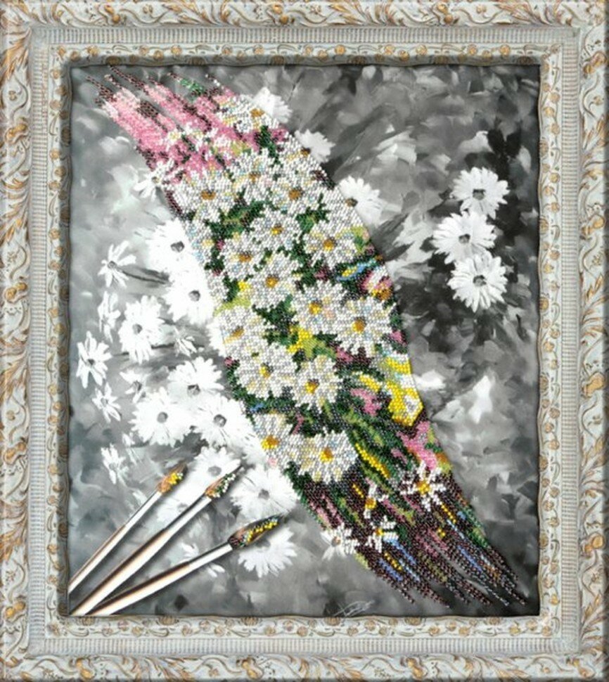 Набор для вышивания Вышиваем бисером #В-55 Ромашки, Вышивка бисером, 28 x 35 см