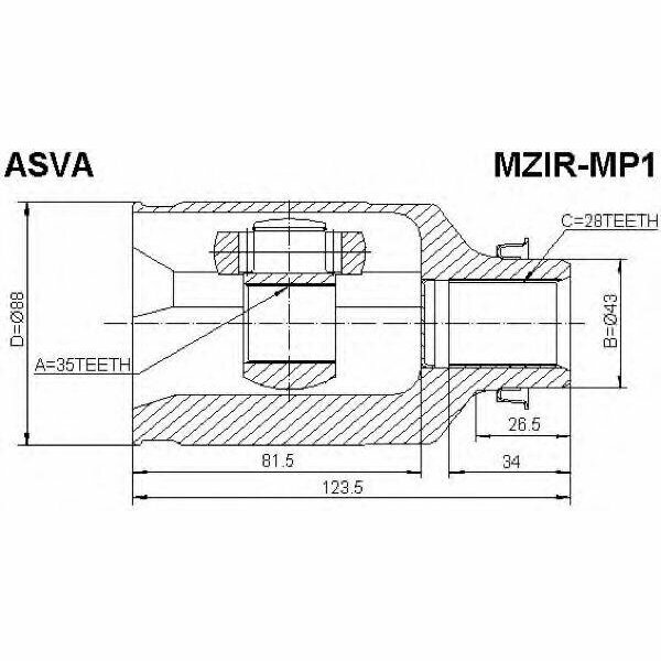 Ремкомплект шруса внутренний для автомобиля Mazda, ASVA MZIR-MP1 (1 шт.)