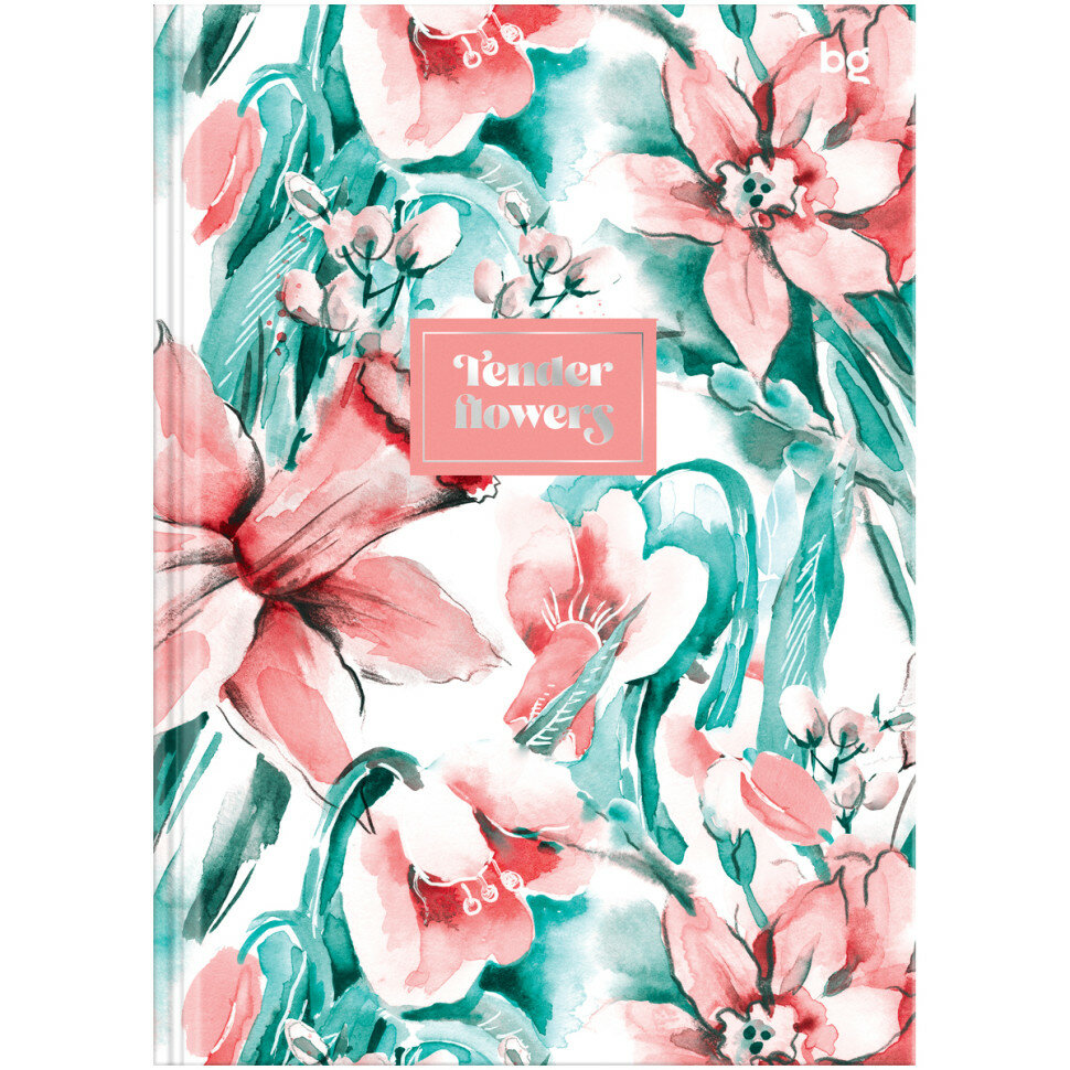 Бизнес-блокнот А5, 120л, евроформат, BG "Tender flowers", матовая ламинация, тиснение фольгой, 372709