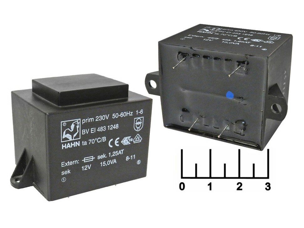 Трансформатор 12V 1.25A BVEI 483 1248