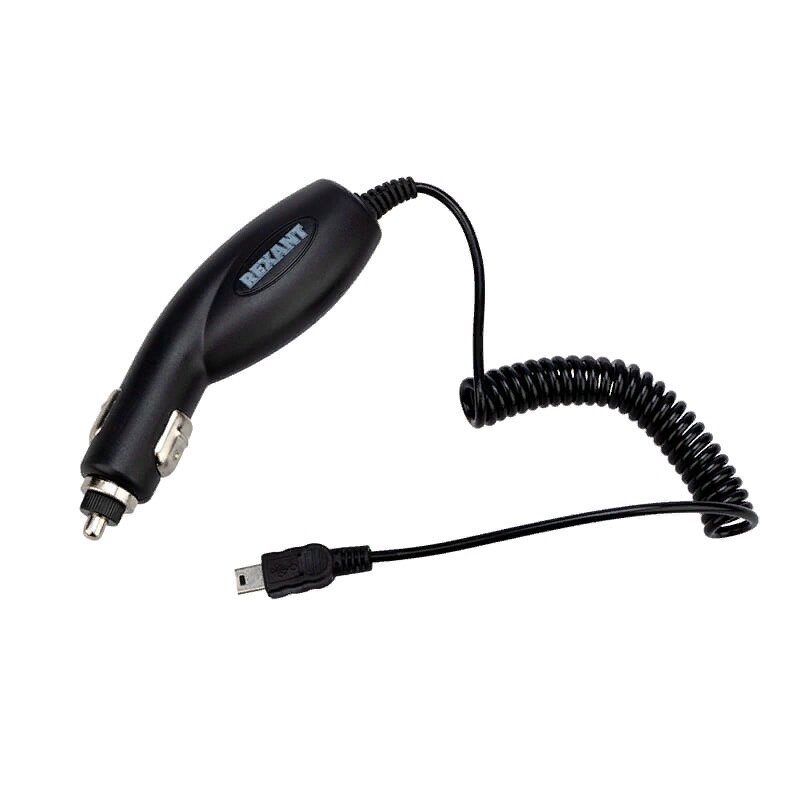 Автозарядка в прикуриватель microUSB 5v 1000ma шнур спираль 1.2м черная 16-0250.