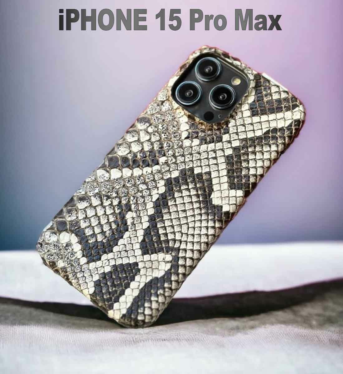 Премиум чехол iPhone 15 Pro Max из итальянской натуральной кожи питона