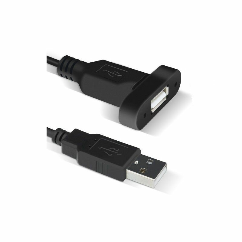 1-портовый встраиваемый удлинитель USB 2.0 прямоугольный 30sm (закрытые края) на болтах