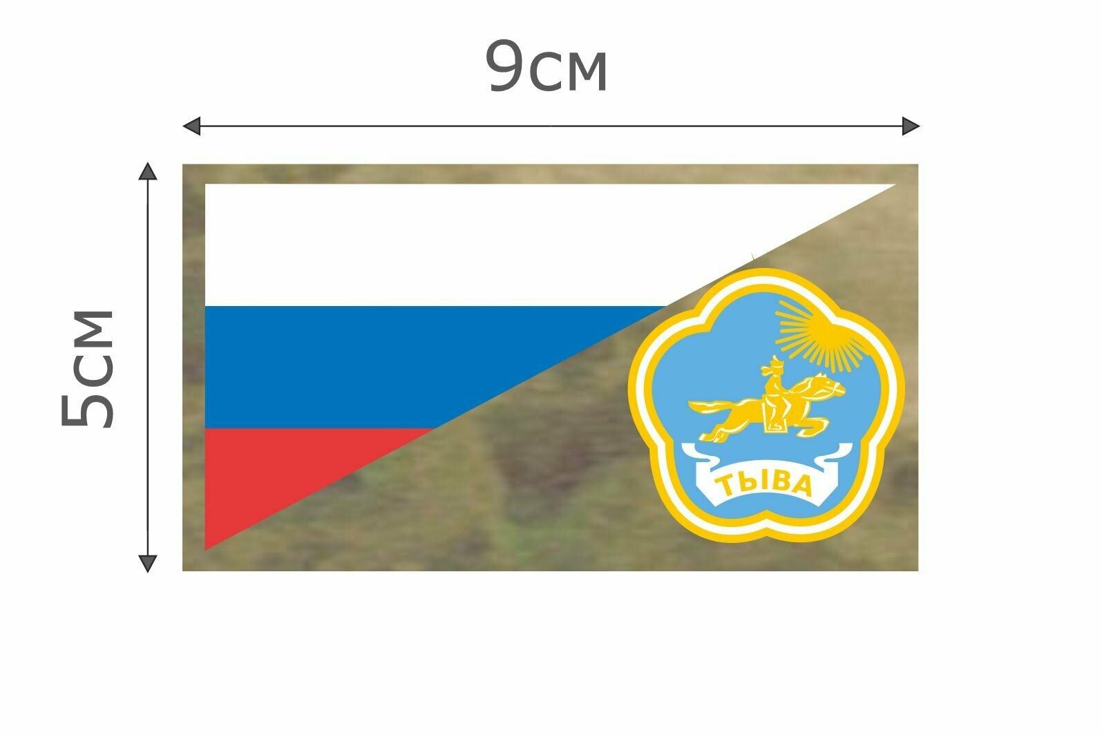 Ф017МОХ Нашивка , патч (шеврон) МОХ Флаг РФ Республика Тыва 5*9 см