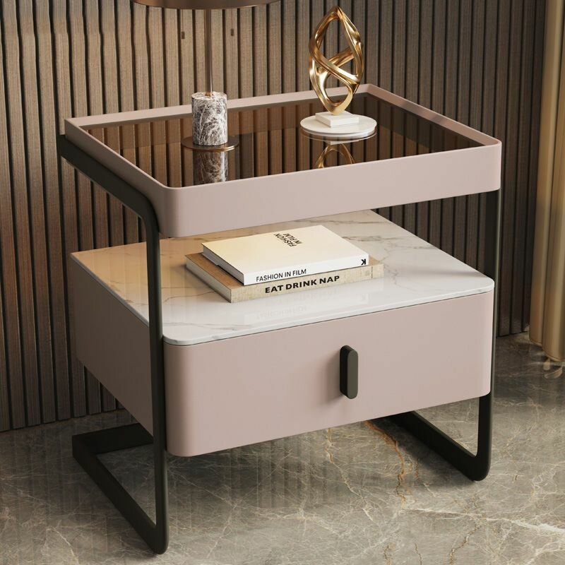 Прикроватная тумбочка из итальянской каменной плиты, современная минималистичная стеклянная прикроватная тумбочка