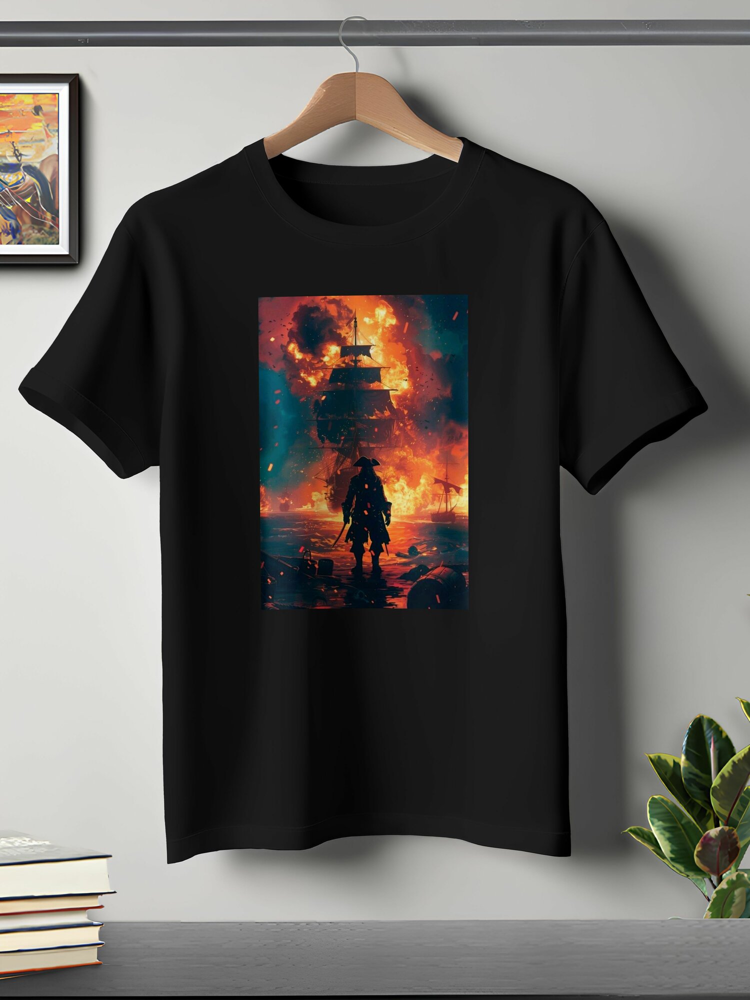 Футболка ONEQ унисекс 50-52 (XL) размер с принтом Джек Воробей, черная