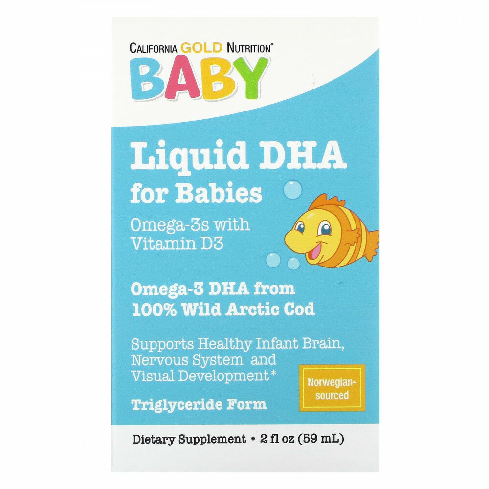 California Gold Nutrition, Baby, ДГК для детей, омега-3 кислоты с витамином D3 и ЭПК, 59 мл