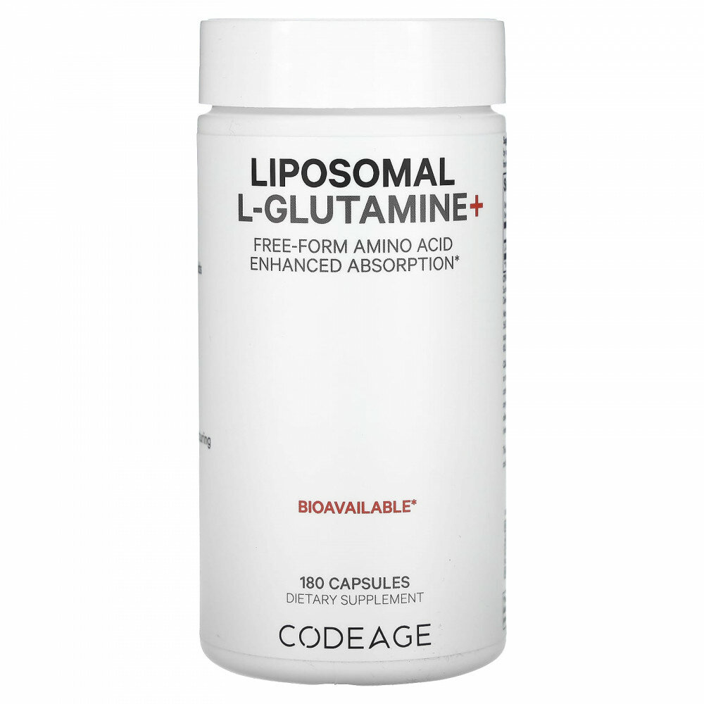 Codeage, липосомальный L-глютамин+, 180 растительных капсул (500 мг в 1 капсуле)