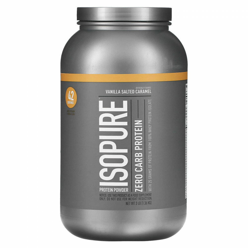 Isopure, протеиновый порошок без углеводов, со вкусом ванили и соленой карамелью, 1,36 кг (3 фунта)