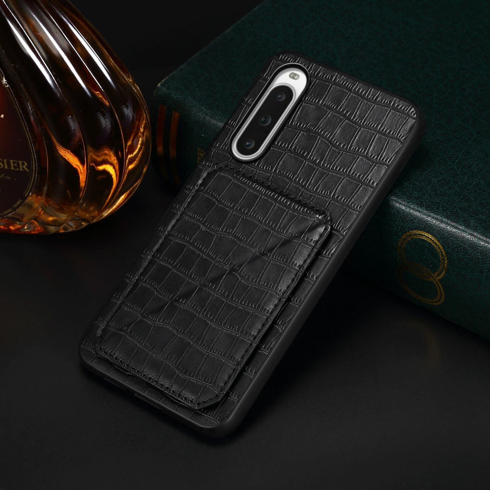 Denior Защитный кожаный чехол для Sony Xperia 10 V(Сони Xperia 10 V), с тиснением под кожу крокодила Чехол для делового телефона, скрытыми слотами для карт и многофункциональной подставкой