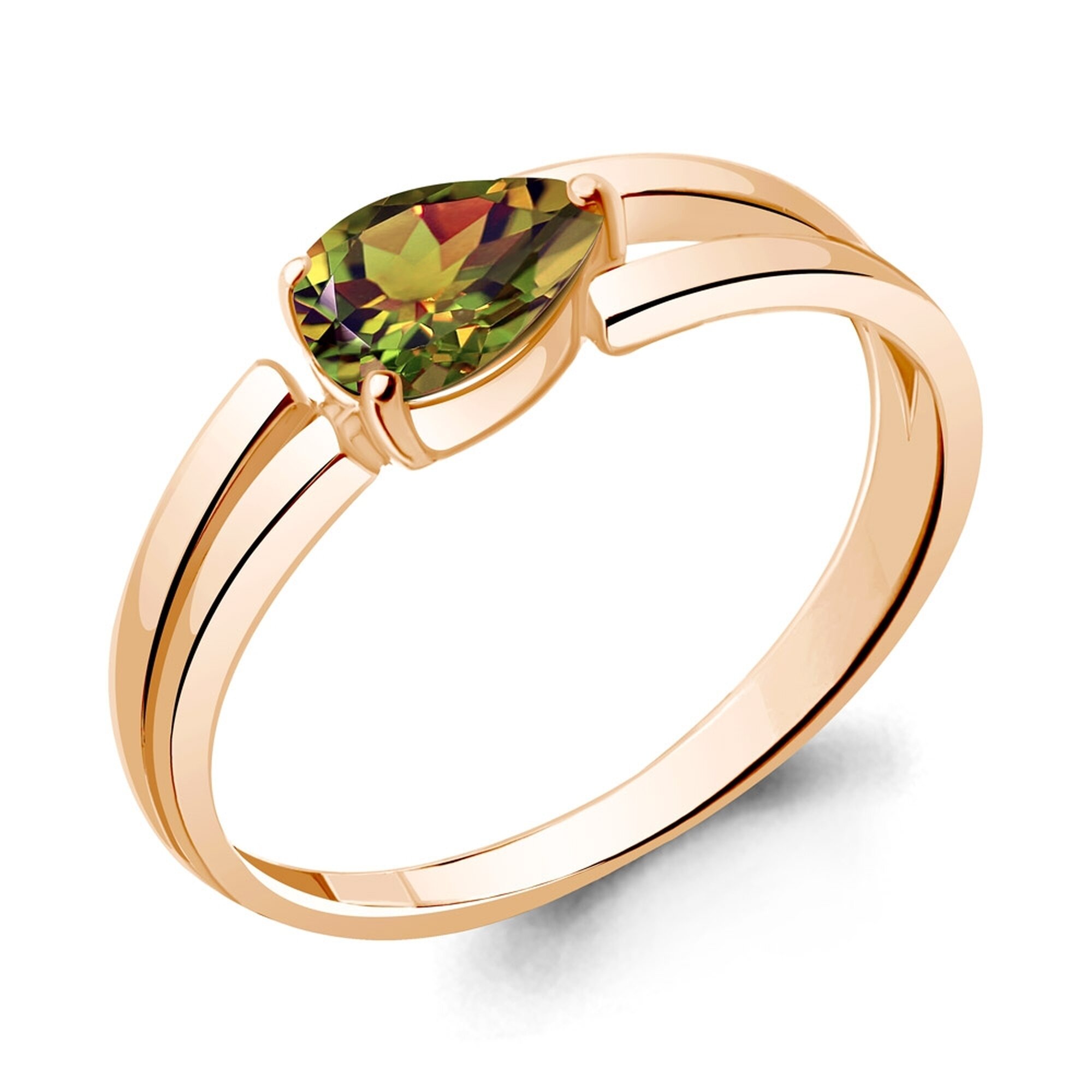 Кольцо, серебро, 925 проба, золочение, султанит