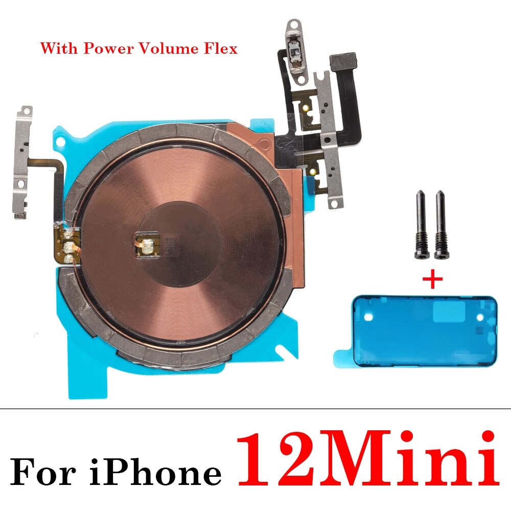 Беспроводная зарядная микросхема speedcoil с объемом для iPhone 8 Plus X XR XS 11 12 13 Pro Max, мини-зарядная панель, наклейка, гибкий кабель 12Mini with volume