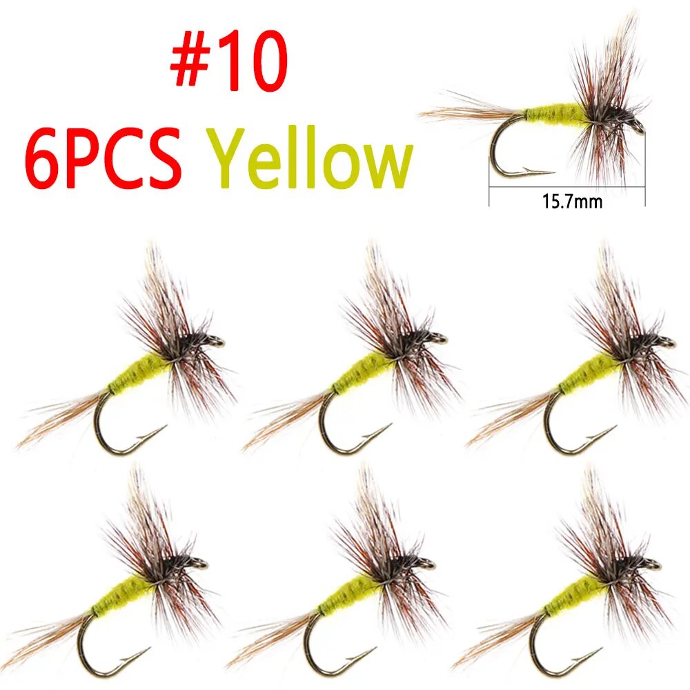 Bimoo Мушки для ловли рыбы Адамс 6 шт. 6pcs Yellow Size10