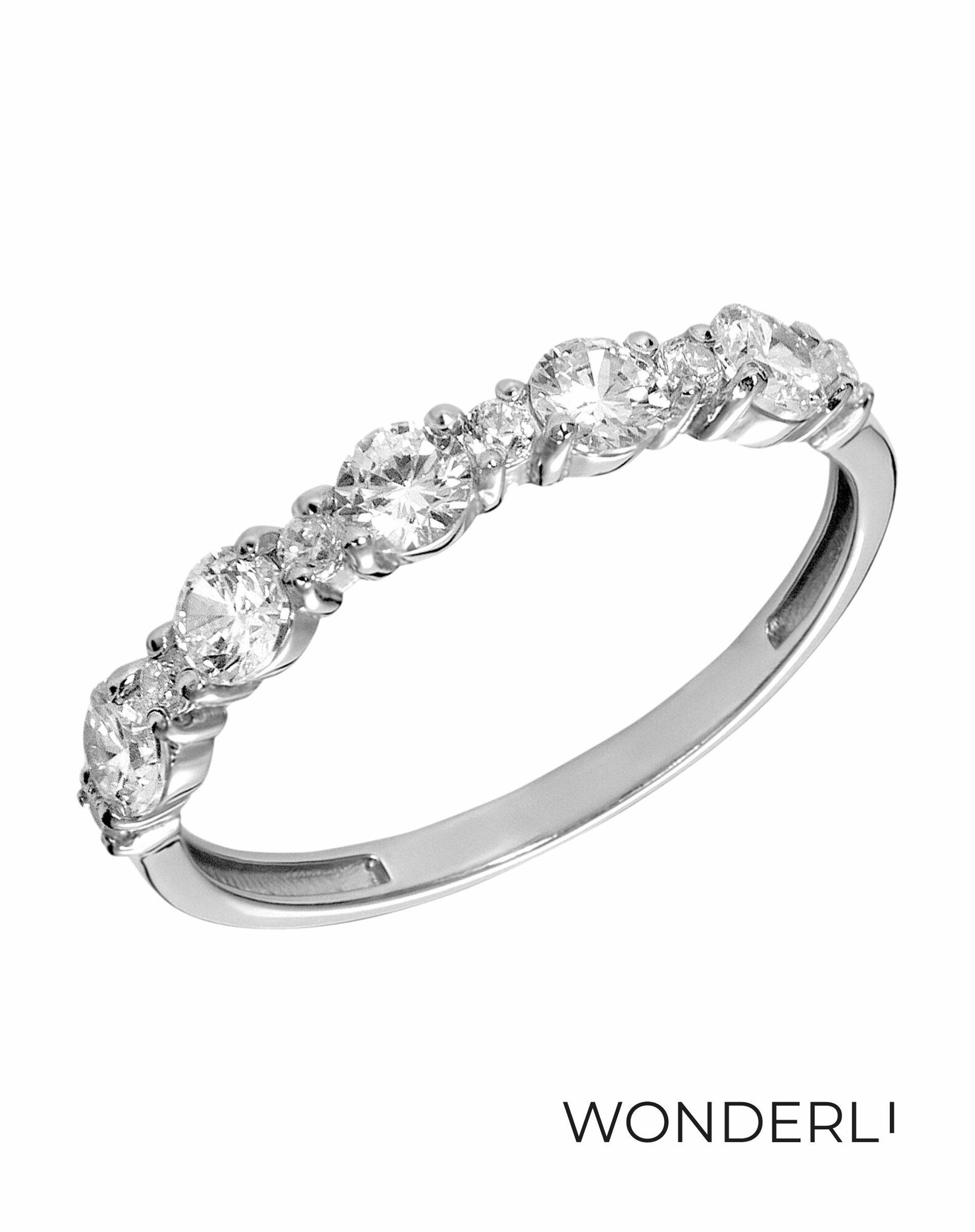 Кольцо наборное, серебро, 925 проба, родирование, фианит