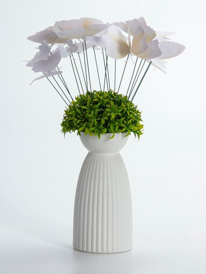 Штекер садовый «Бабочки», 12, 8, 4.5 см, набор 20 шт, белый