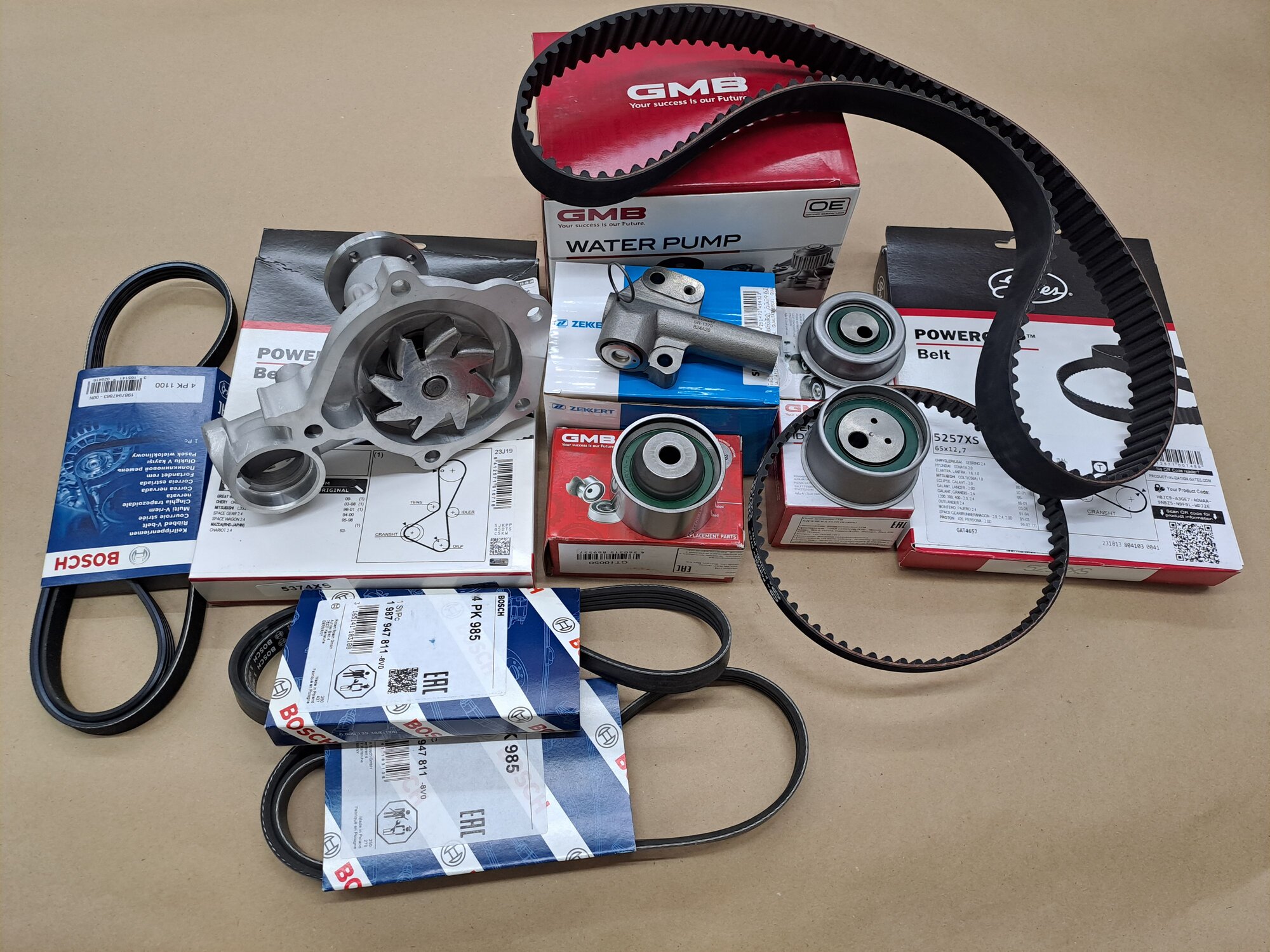 Комплект ГРМ полный для Hover H2, H5 с мотором 2.4L 4G64. (Gates, GMB, Zekkert, Bosch)