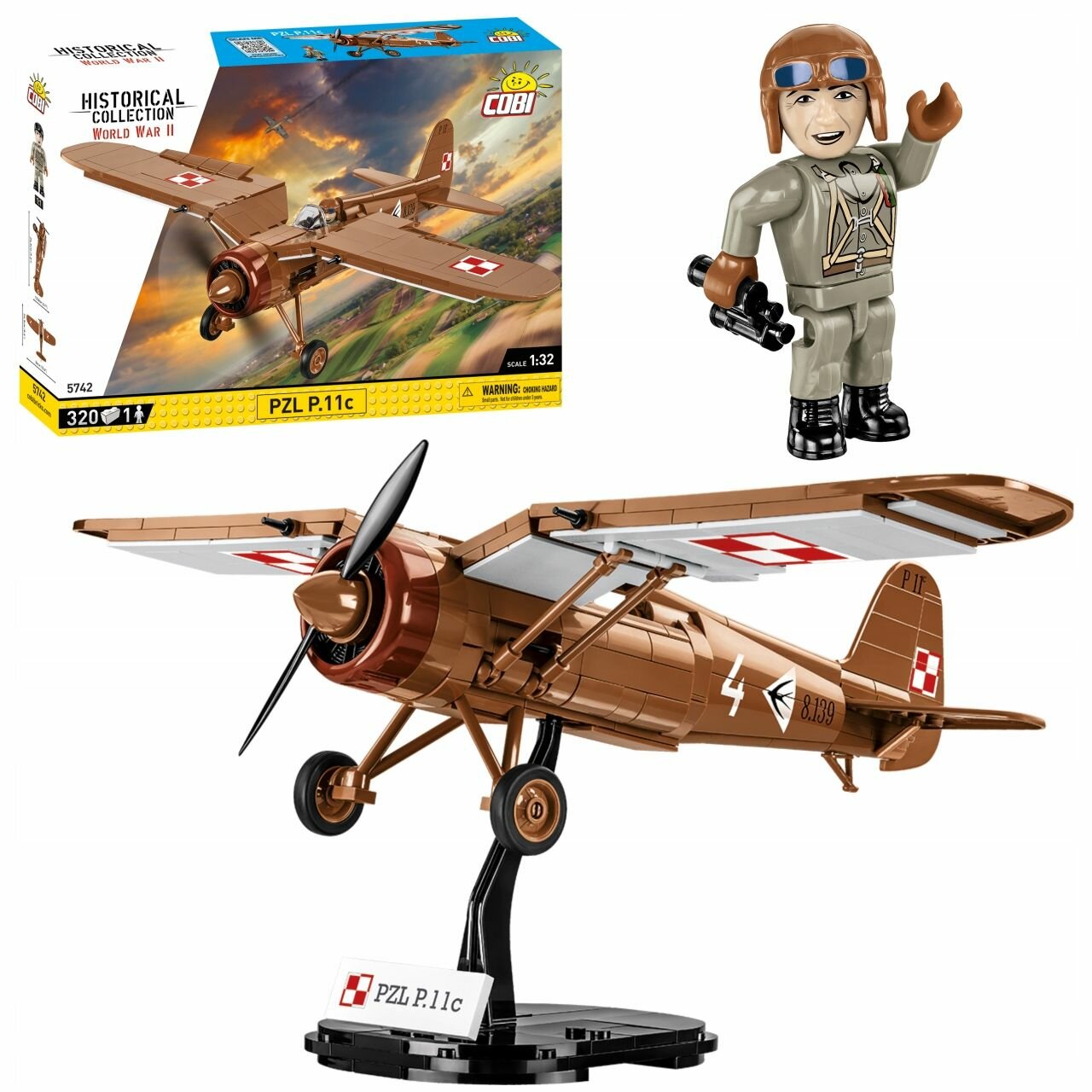 Конструктор пластиковый Cobi PZL P.11c - Самолет - 320эл. - Коби 5742