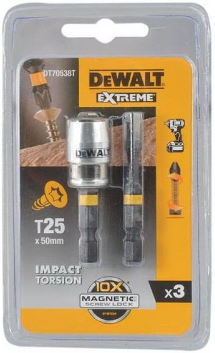 Биты DEWALT DT70538T, FLEXTORQ T25 50 мм, c магнитным держателем MAGNETIC SCREW LOCK DeWalt