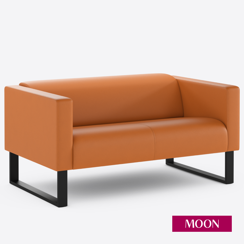 Диван MOON 153 экокожа, цвет оранжевый, нераскладной, 134*84*70, эксклюзивная высокоэластичная пена (UniqFoam)