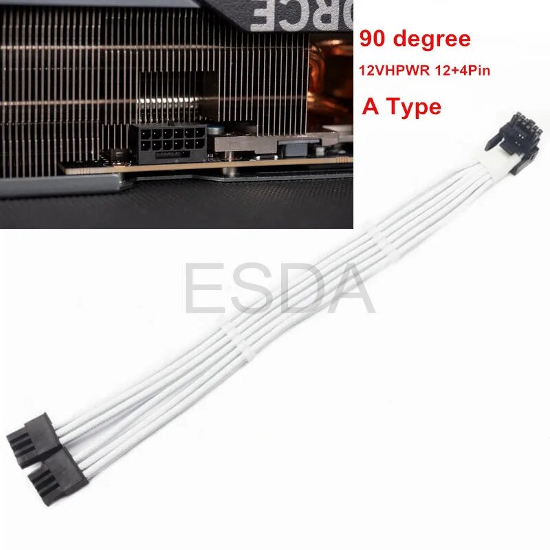 Corsair кабель питания 12VHPWR 16Pin для RTX40 50cm, 90 degree A White