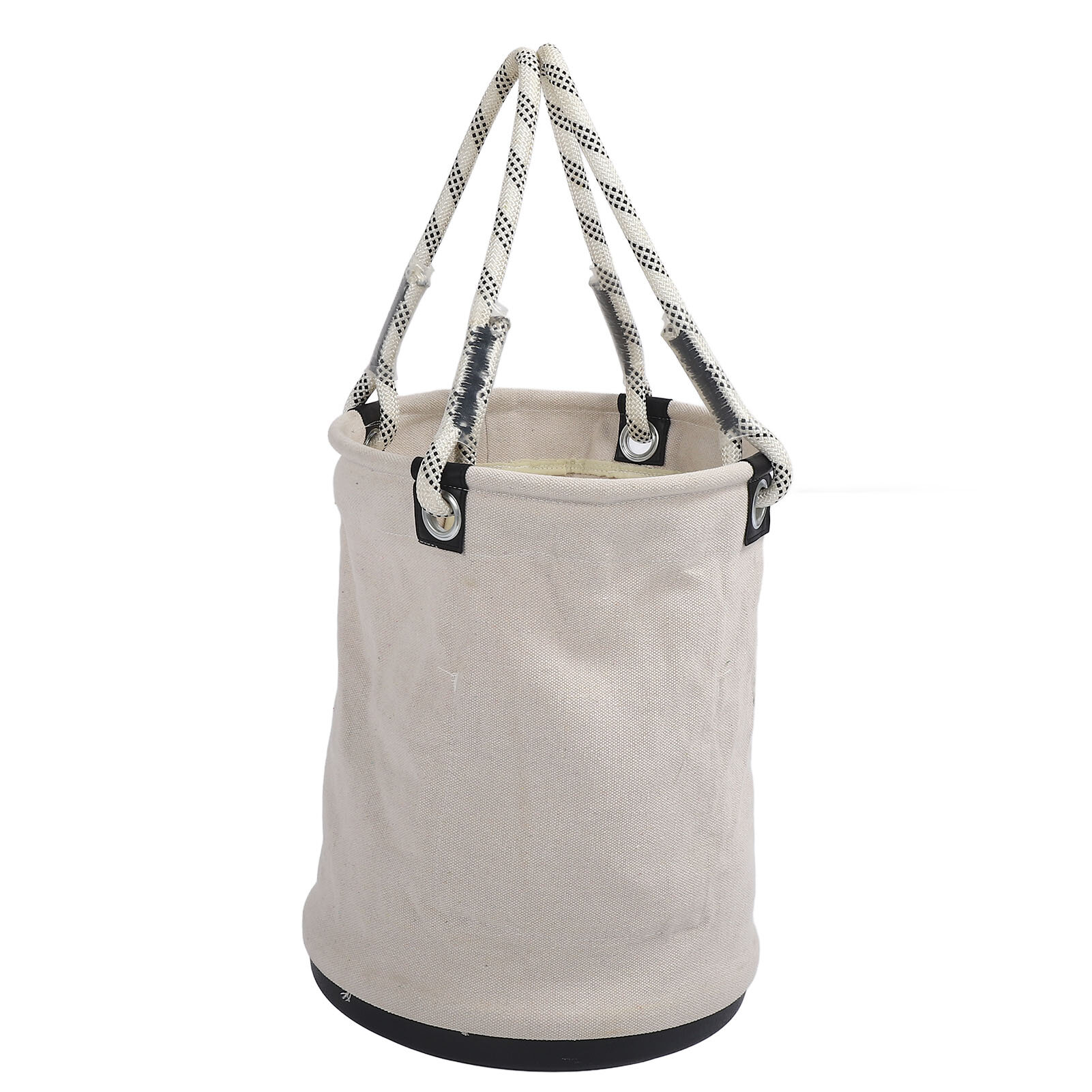 Брезентовое ведро 40x30 см, грузоподъемность 30 кг, пластиковое дно, органайзер для гвоздей, болтов и инструментов для ремонтных работ, белое.