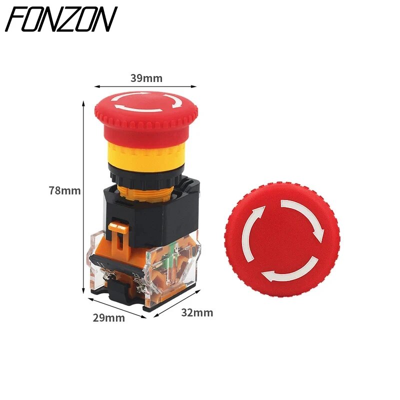 Кнопка аварийной остановки пластиковая 22 мм красная 10A White Arrows