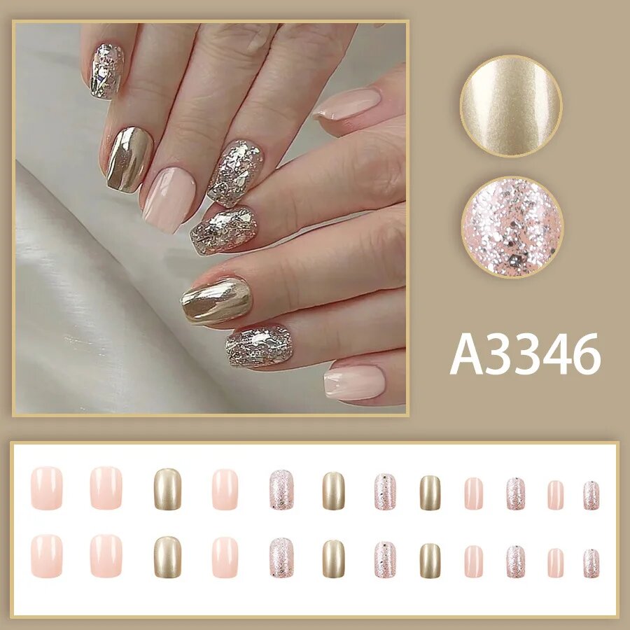 Детские накладные ногти розовый градиент 24 шт A3346