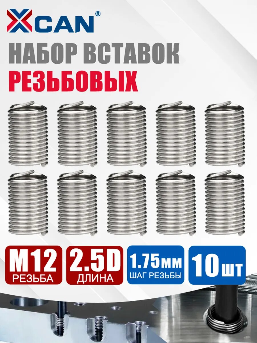 Набор резьбовых вставок M12х1,75 2,5D, 10 шт.