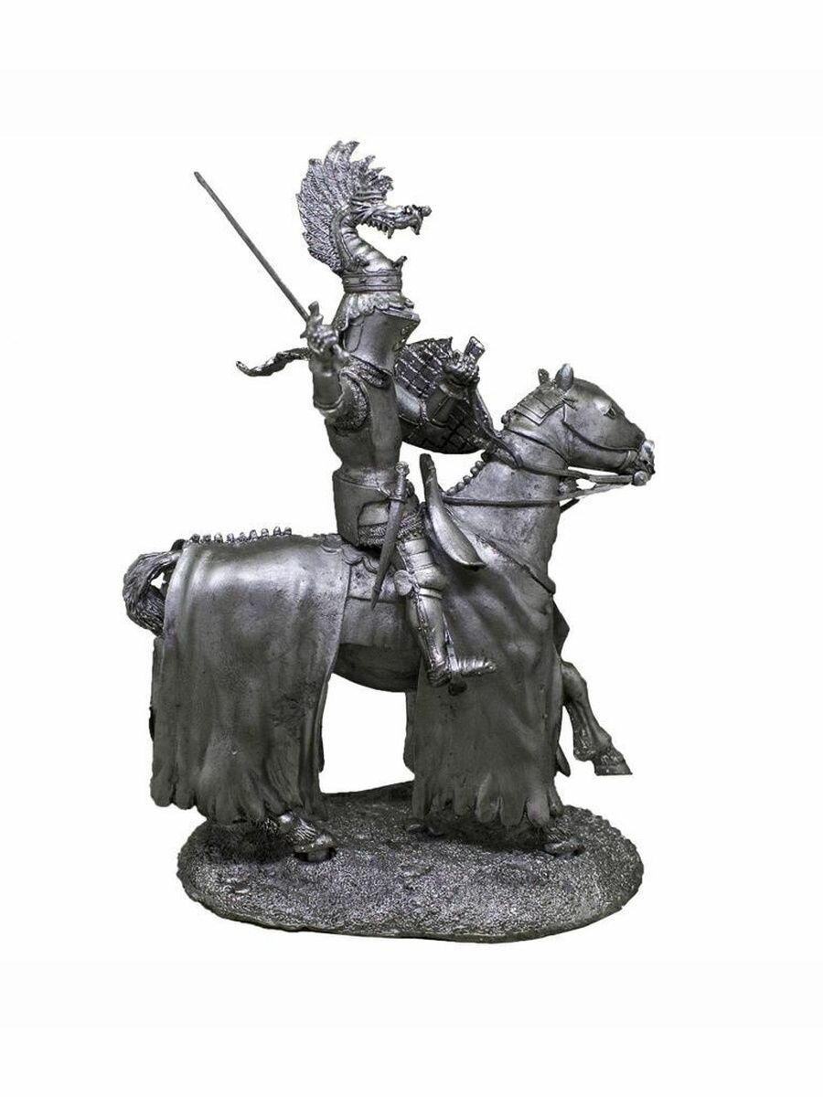 Оловянная фигурка Рыцарь В Турнирных Доспехах 54 мм масштаб (10-12 см высота) Коллекционный солдатик из олова