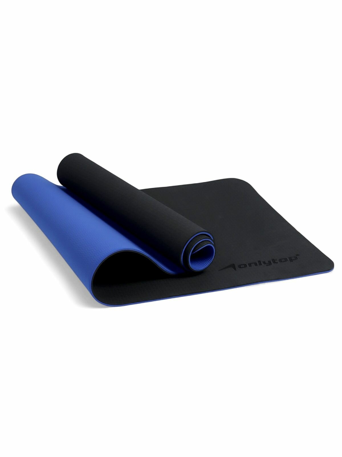 Коврик для фитнеса и йоги ONLYTOP, 183x61x0,8 см, цвет черный