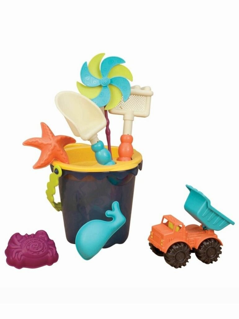 BATTAT Ведерко и игровой набор для песка Sands Ahoy! 9 предметов для детей от 1 года
