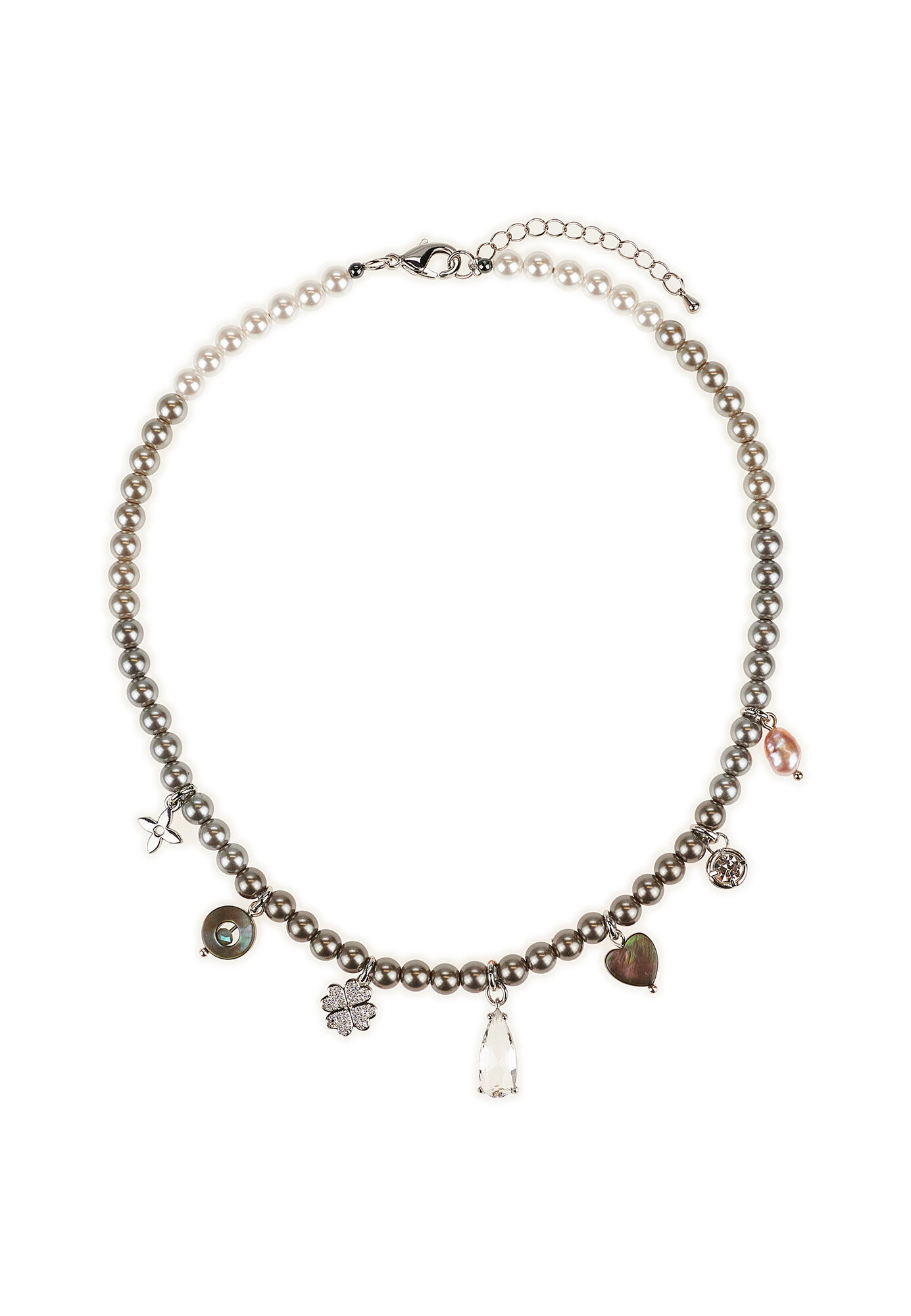 Колье, циркон, перламутр, жемчуг барочный