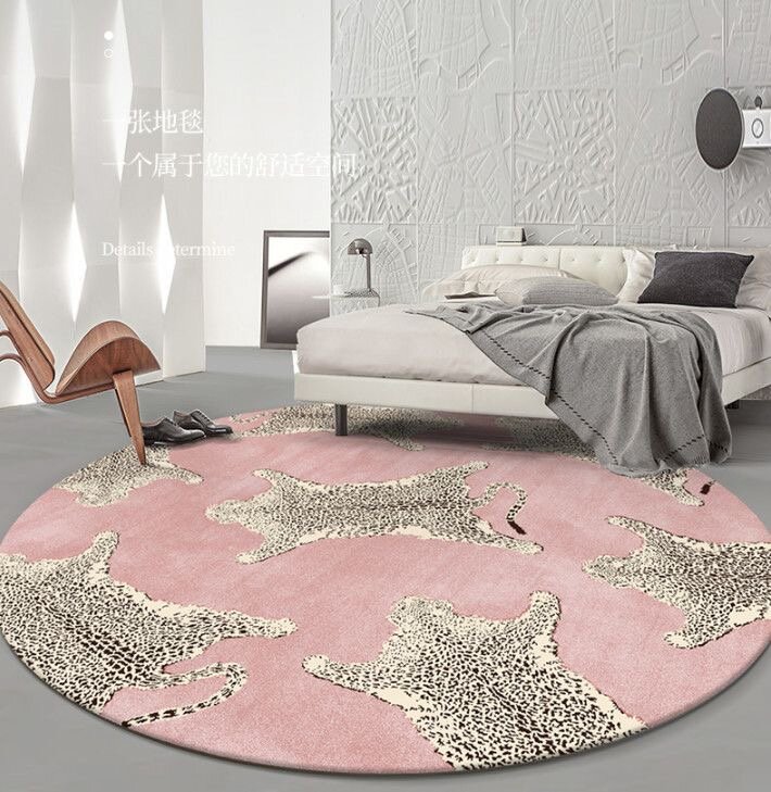 Ковер / Круглый ковер с рисунком леопард, 1.6 x 1.6 м(INS, популярный)