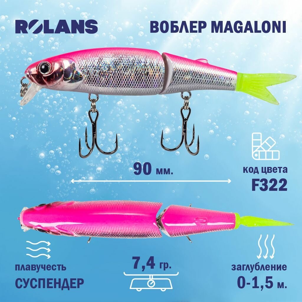 Воблер Rolans MAGALONI 90 SP (Длина (мм) 90; Вес (гр.) 7,4 / F322)