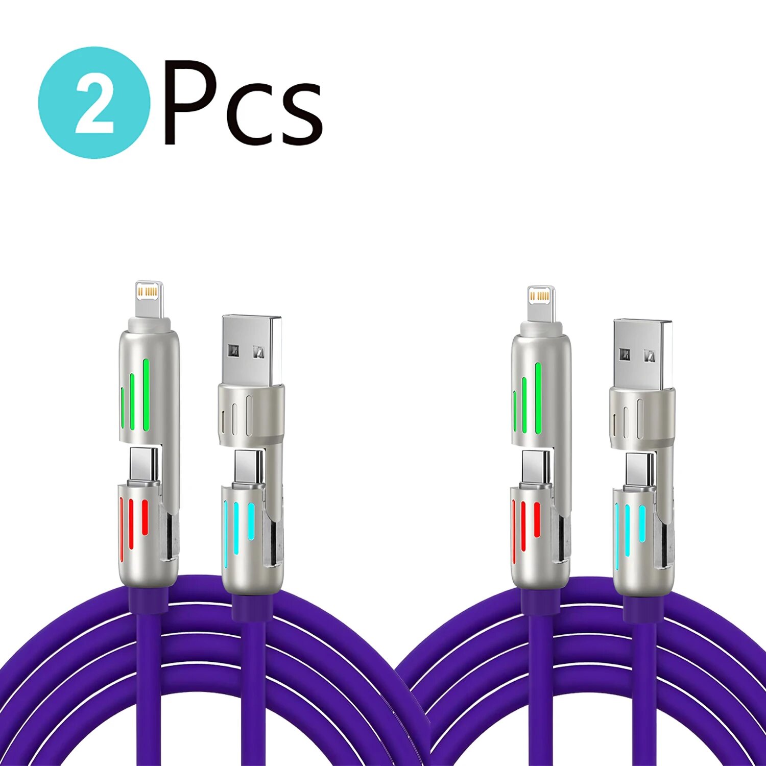 Кабель USB-C 2-в-1 (2 Шт.) С Быстрой Зарядкой 240 Вт И Двумя Портами Для iPhone, Xiaomi, Samsung, Huawei - USB PD