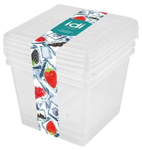 Емкость для заморозки продуктов Asti набор 3шт (1л) квадрат 221101301/00 IDIland