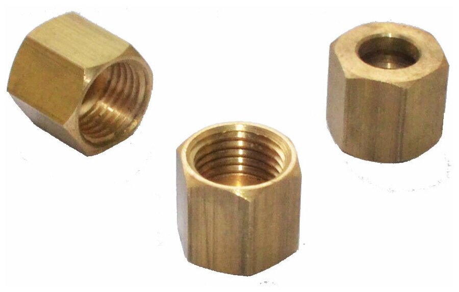 Гайка накидная М12х1,25 (правая, латунь) Feji (3 шт.)