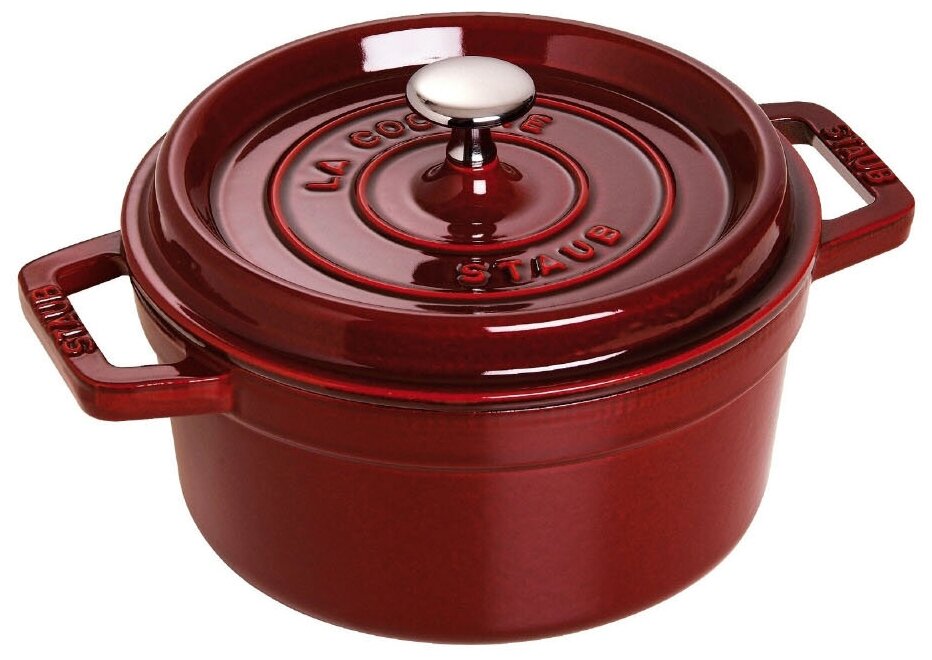 Кокот Staub круглый, 22 см, 2,6 л, гранатовый