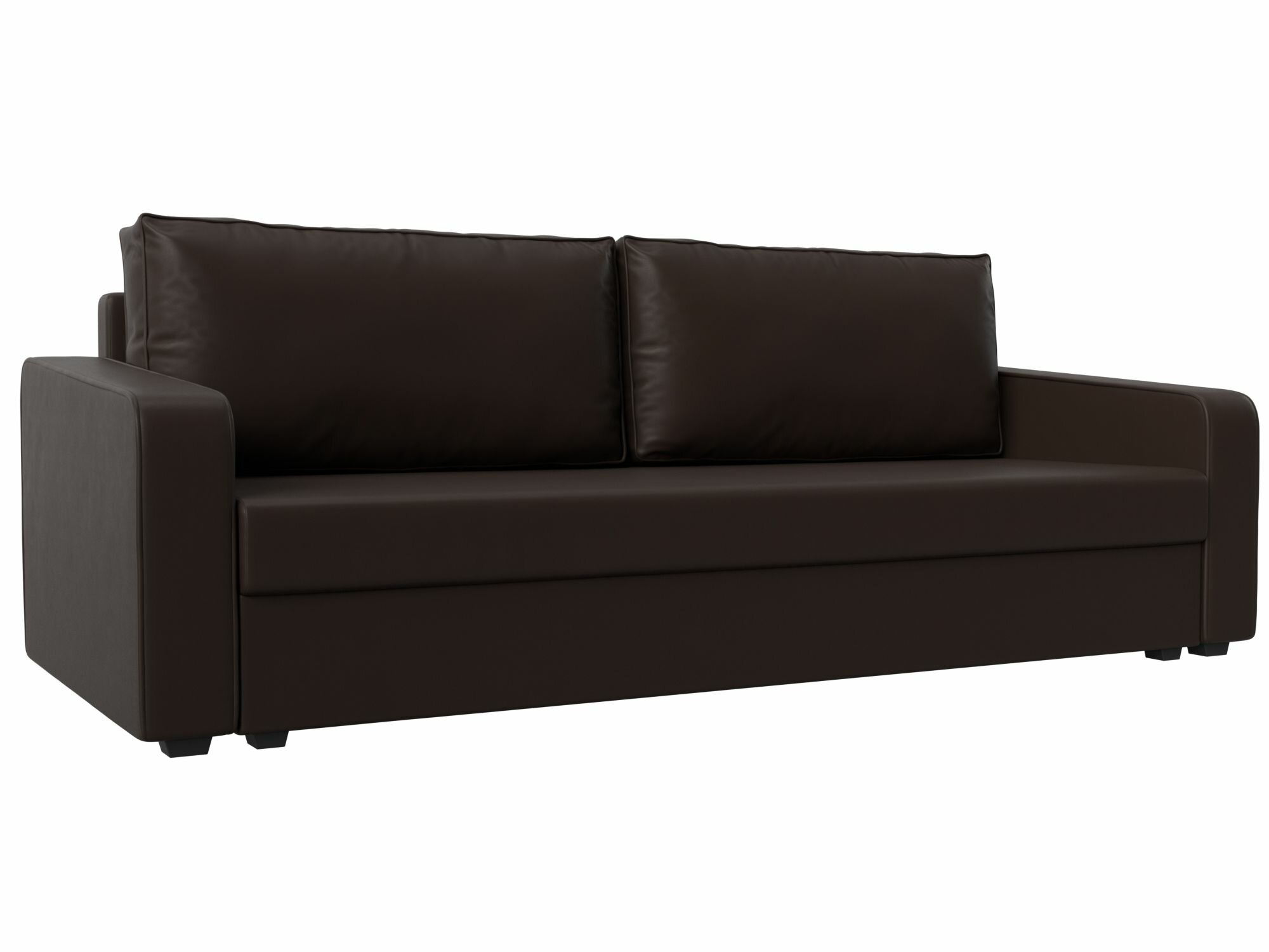 Диван прямой Лига-009, экокожа, механизм еврокнижка, коричневый, 217x78x85см. Хит Диванов