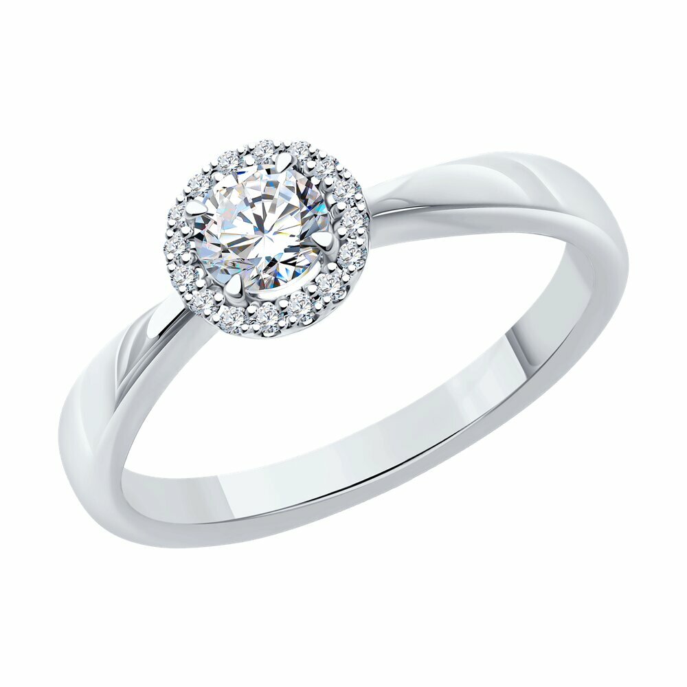 Кольцо помолвочное, белое золото, 585 проба, бриллиант выращенный