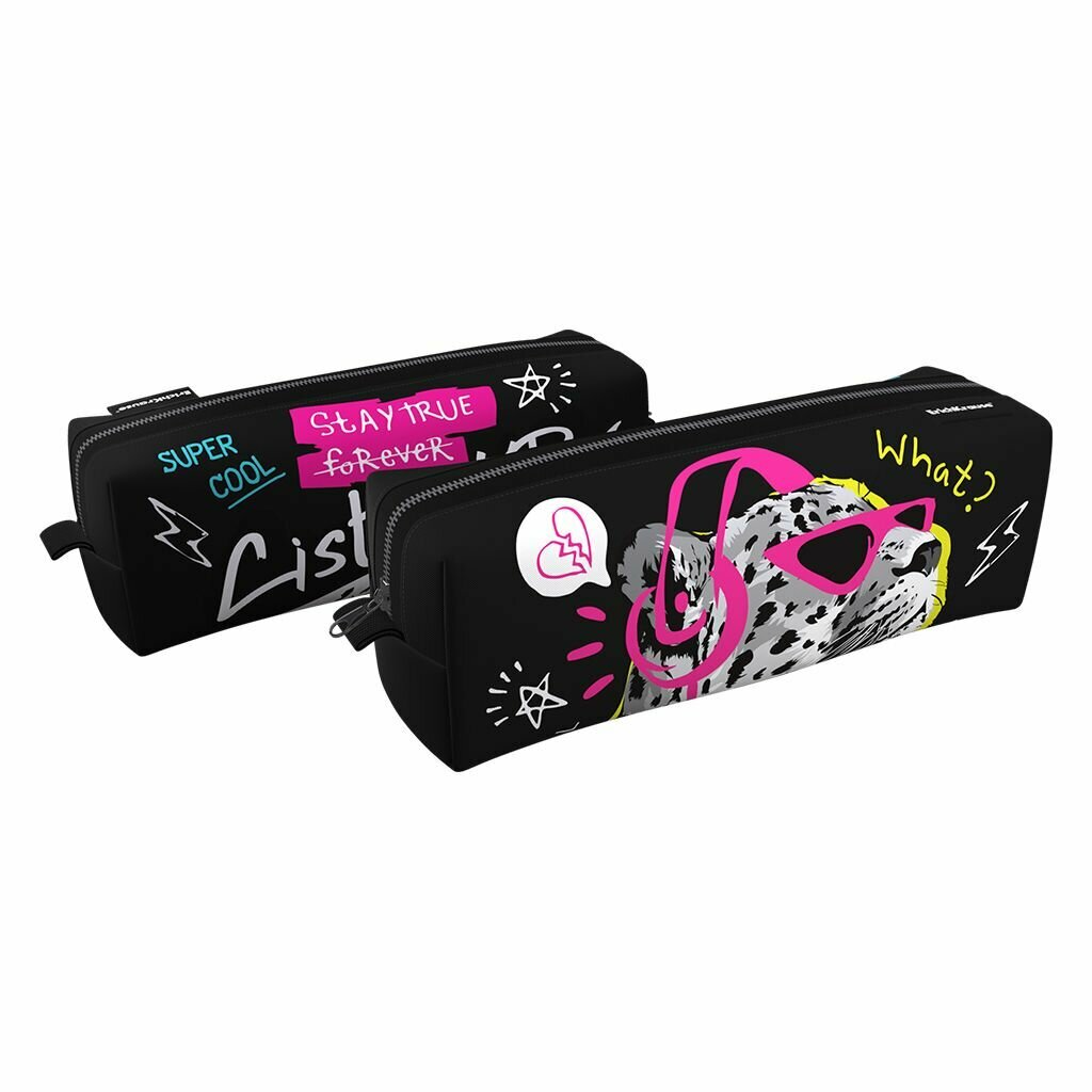 Пенал школьный ErichKrause 210x70x70мм Wild Soul/ пенал квадро