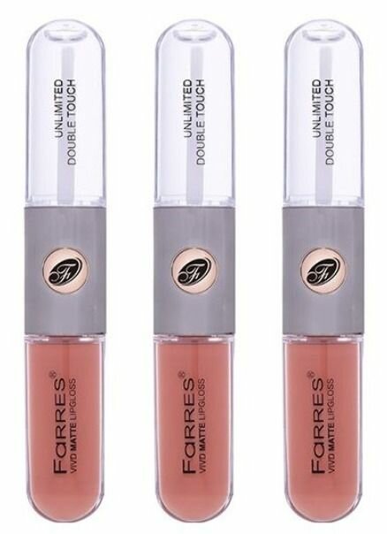 Farres cosmetics Блеск для губ + помада Vivid Matte, 2 в 1, №05 Натуральный беж, 10 мл, 3 шт
