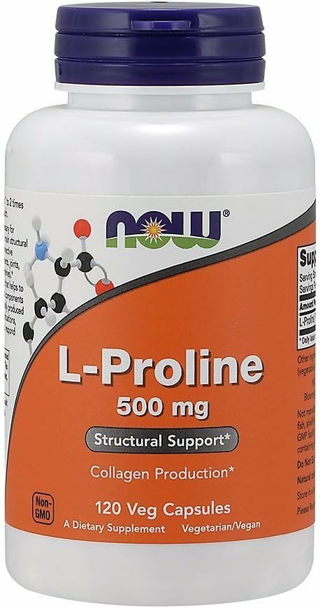 NOW L-Proline 500 mg 120 veg capsules (L-пролин 500 мг)