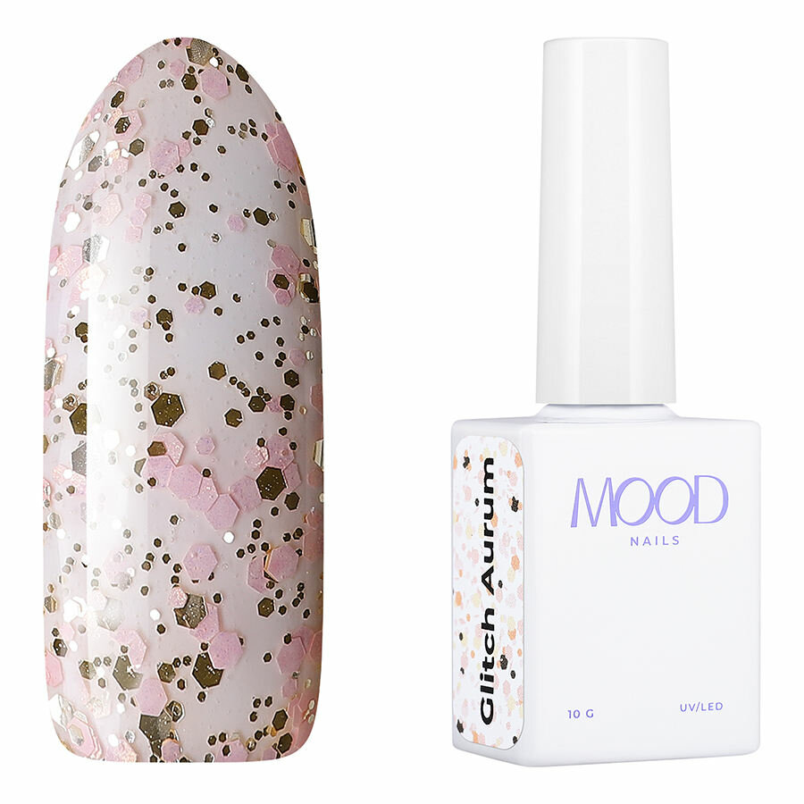 Гель-лак, MOODNAIL, Gel-Polish Glitch Aurum, 10 г
