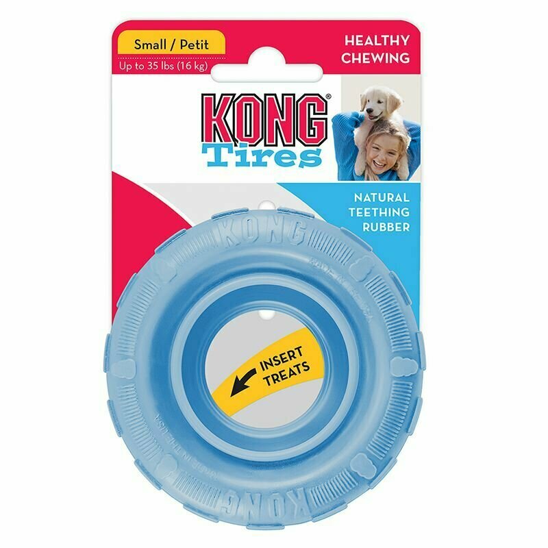 Игрушка KONG Puppy "Tires" для щенков "Шина", диаметр 9 см, голубая